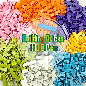 AIRKE 1100 Pieces Classic Bricks Kit, Classic Building Bricks with Wheels, Tires, Axles, People, Windows, Doors, Compatible with All Major Brands, Early Educational Gift for Boys Girls 3 Years and up