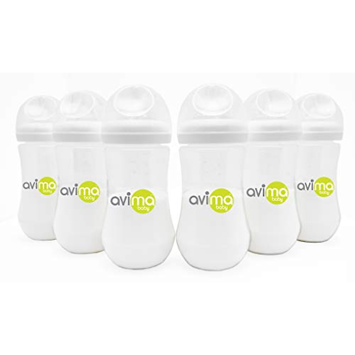 Avima Baby 12 oz Anti Colic Baby Bottles for Breastfed Babies - Fast Flow Nipples, Wide Neck Bottle, BPA Free - 9-12 Months, Stage 3 (Set of 6)