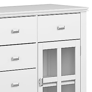 SIMPLIHOME Artisan SOLID WOOD 54 Inch Wide Contemporary Sideboard Buffet in White, For the Dining Room and Kitchen