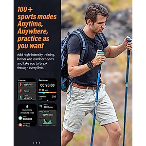 EarlySincere Smart Watch, 1.96''HD Full Touch Screen Bluetooth Call Outdoor Sports Watches with Waterproof Dust-Proof, Activity Fitness Tracker Blood Oxygen Sleep Monitor Pedometer for iOS Android