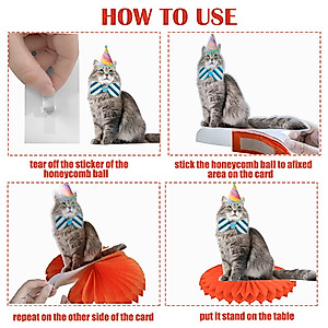 10Pcs Cat Honeycomb Centerpieces Cat Birthday Party Supplies Kitten Party Decorations Lovely Cat Decoration Table for Cat Theme Birthday Party Baby Shower Supplies