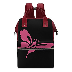 Pink Butterfly Diaper Bag Backpack Large Capacity Mommy Bags Multifunction Nappy Bag Travel Back Pack Red-Style