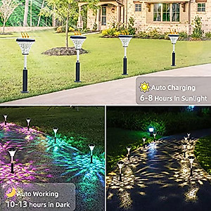 EOYIZW Solar Pathway Lights, 6 Pack Super Bright Color Changing/Warm White Solar Lights Outdoor Waterproof Solar Garden Lights, IP65 Waterproof Outdoor Lights Solar Landscape Lights for Yard, Lawn
