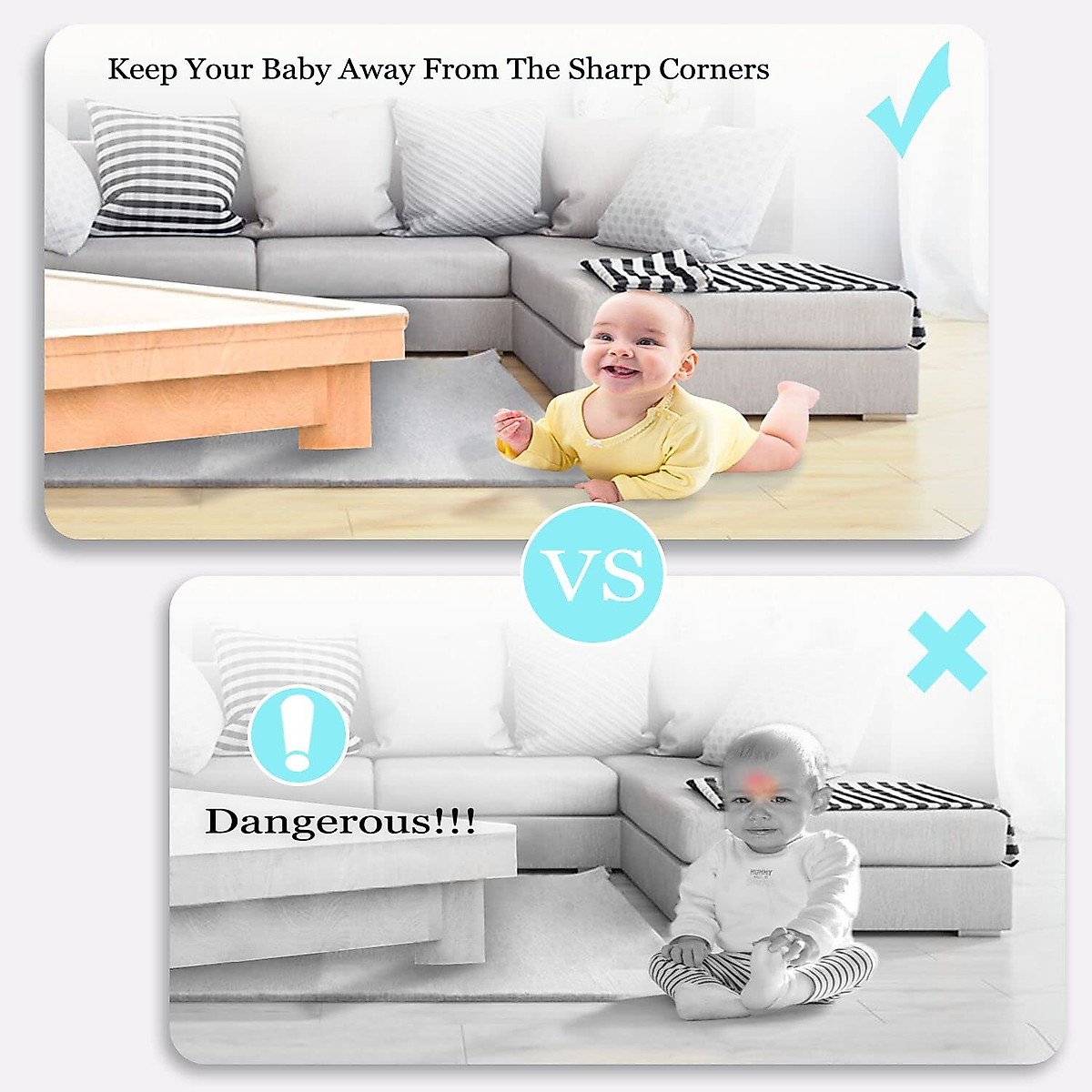 SUPPA Baby Proofing,6.6ft Edge Protector Strip Clear,Soft Corner Protectors with Pre-Taped Strong Adhesive,Edge Protectors for Furniture Against Sharp Corners of Tables, Cabinets,Drawers