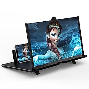 18Inch Screen Magnifier for Cell Phone -3D HD Magnifying Projector Screen Enlarger for Movies, Videos and Gaming – Foldable Phone Stand with Screen Amplifier–Compatible with All Smartphones (Black)