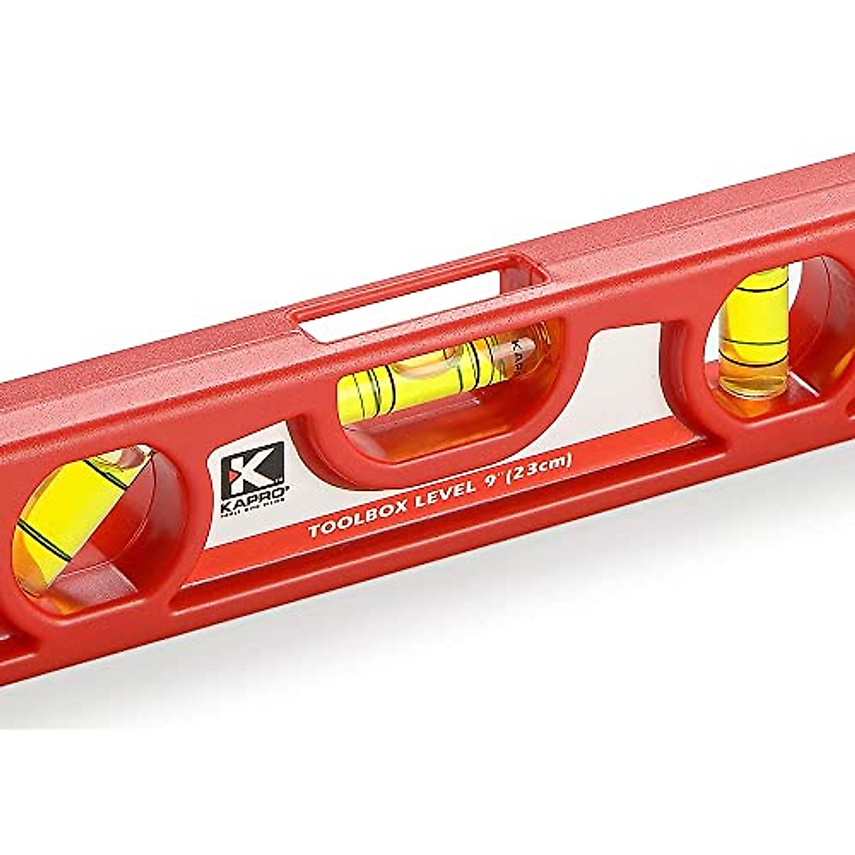 Kapro - 227 Toolbox Level - 9-Inch - for Leveling and Measuring - Features V-Groove, Magnet Strip, Rubber End Caps, and Colored Vials