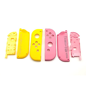 Replacement Full Housing Faceplate Handle Shells Case Cover for Nintendo Switch Joy-Con Controller (Left Yellow Right Pink)