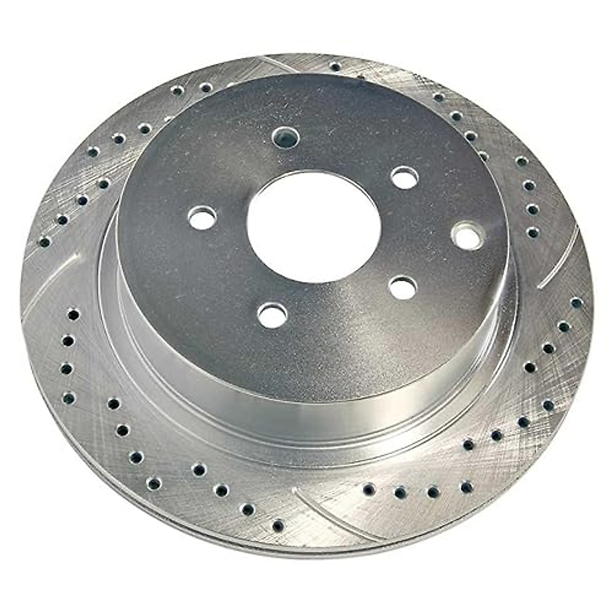 2pcs Disc Brake Rotor Set Rear Side Silver Zinc Plated Performance Drilled and Slotted PR41350DSZPR