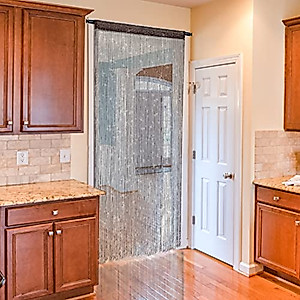 2 Pcs Door String Curtain Doorway Beads Curtains,Hanging Room Divider Beaded Decor Hippie Glitter Fringe Panel Closet Window Wall Backdrop Doors Sequin Sheer Boho Doors Tassel (2, Coffee, 39×79in)