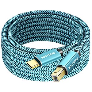 GOSYSONG USB C Printer Cable 20ft, High Speed USB C to USB B Printer Cord Compatible with Printer, Scanner, Fax, Midi Keyboard