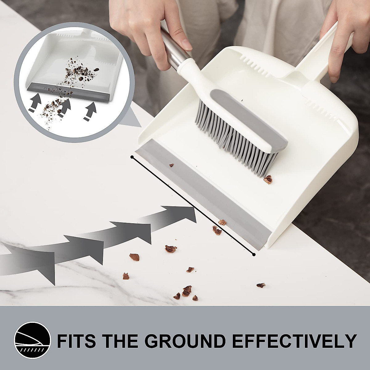 3 Pcs Small Hand Rubber Broom and Dustpan Set,Mini Dustpan and Brush Set with Soft Dust Brush,dust Pans with Brush for Sofa,Floor,Car, Desk, Keyboard…