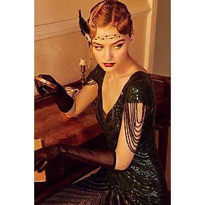 BABEYOND 1920s Flapper Gatsby Headband Roaring 20's Party Headpiece (Green)