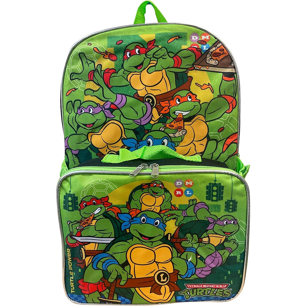 Ruz Group Kid's Licensed 16 Inch Backpack With Removable Lunch Box Set (Ninja Turtles)