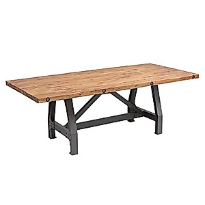 INK+IVY Lancaster Dining Solid, Metal Hardware Accent Amber Wood, Industrial Rustic Style Dinner Tables, 84" Wide,