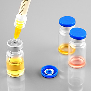 Ehoycq 2ml Sealed Vials with Self Healing Injection Port and Plastic-Aluminum Flip Caps,Glass Empty Vials for Injection 10 Pack