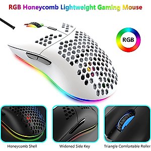 60% Mechanical Gaming Keyboard and Mouse Combo RGB Backlight Ultra-Compact Ergonomic Anti-ghosting 68 Keys 6400DPI Silent Honeycomb Mice Type-C Wired for Computer Mac Gamer