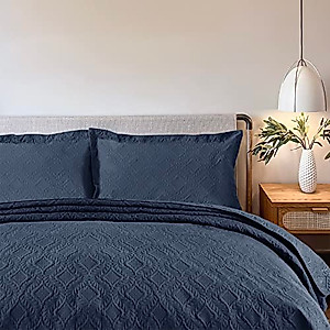 MYCRAFT Queen Quilt Bedding Set 3 Piece Lightweight Soft Coverlet - Bedspread Set for All Seasons(1 Quilt,2 Pillow Shams)