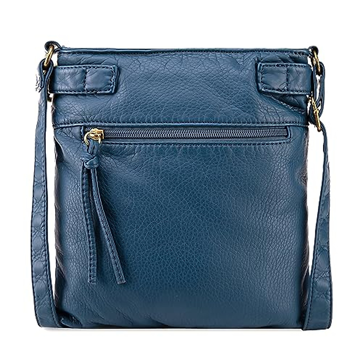 Montana West Crossbody Bag for Women Multi Pocket Shoulder Bags Medium Travel Purses Ultra Soft Washed Leather,B2B-MWC-046BL