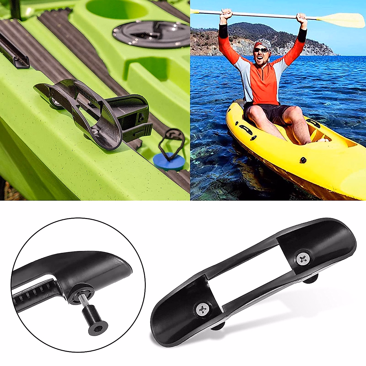 Kayak Paddle Clip Universal Kayak Paddle Mount Holder Clip & Fishing Net Clip with Hardware (1 Pair)