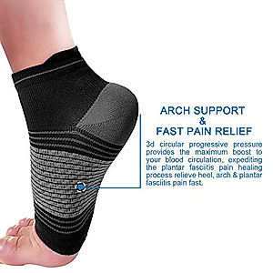 PAPLUS Plantar Fasciitis Socks for Men Women, Foot Compression Socks with Arch Support - Compression Foot Sleeve for Aching Feet & Heel Pain Relief - Better than Night Splint, Black M