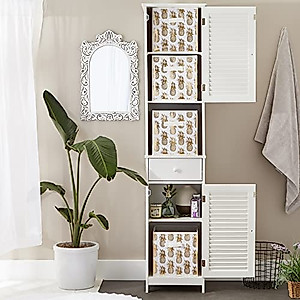 DII Non Woven Polyester Storage Bin, Metallic Pineapple, White & Gold, Small Set of 4