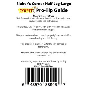 DBDPet Fluker's Reptile Corner Half Log Hideout (Large) - Includes Attached Pro-Tip Guide