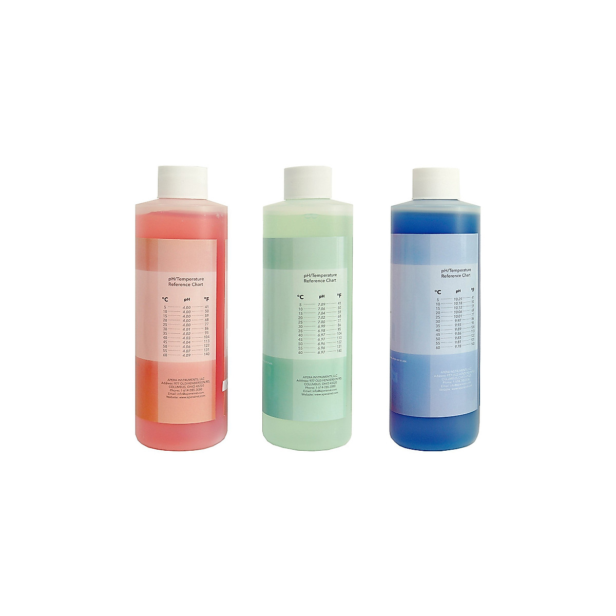 Apera Instruments, LLC-AI1109 8oz. pH Calibration Buffer Solution Kit (pH 4.00, 7.00 & 10.01), plus 4oz 3M KCL Storage Solution for pH/ORP Electrodes