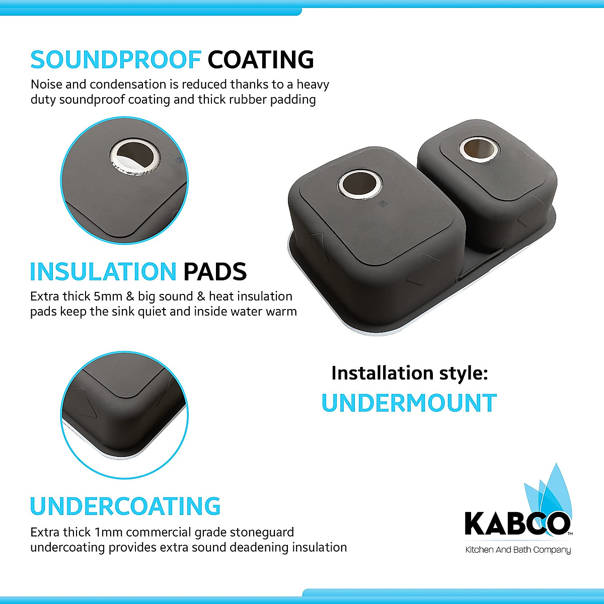 KABCO 32 Inch 18 Gauge Undermount Stainless Steel Classic Kitchen Sink, Rust Resistant, Sound and Heatproof, Double Unequal Bowl Swirl Finish Sink with Sink Strainers, Garbage Baskets and Sink Grids