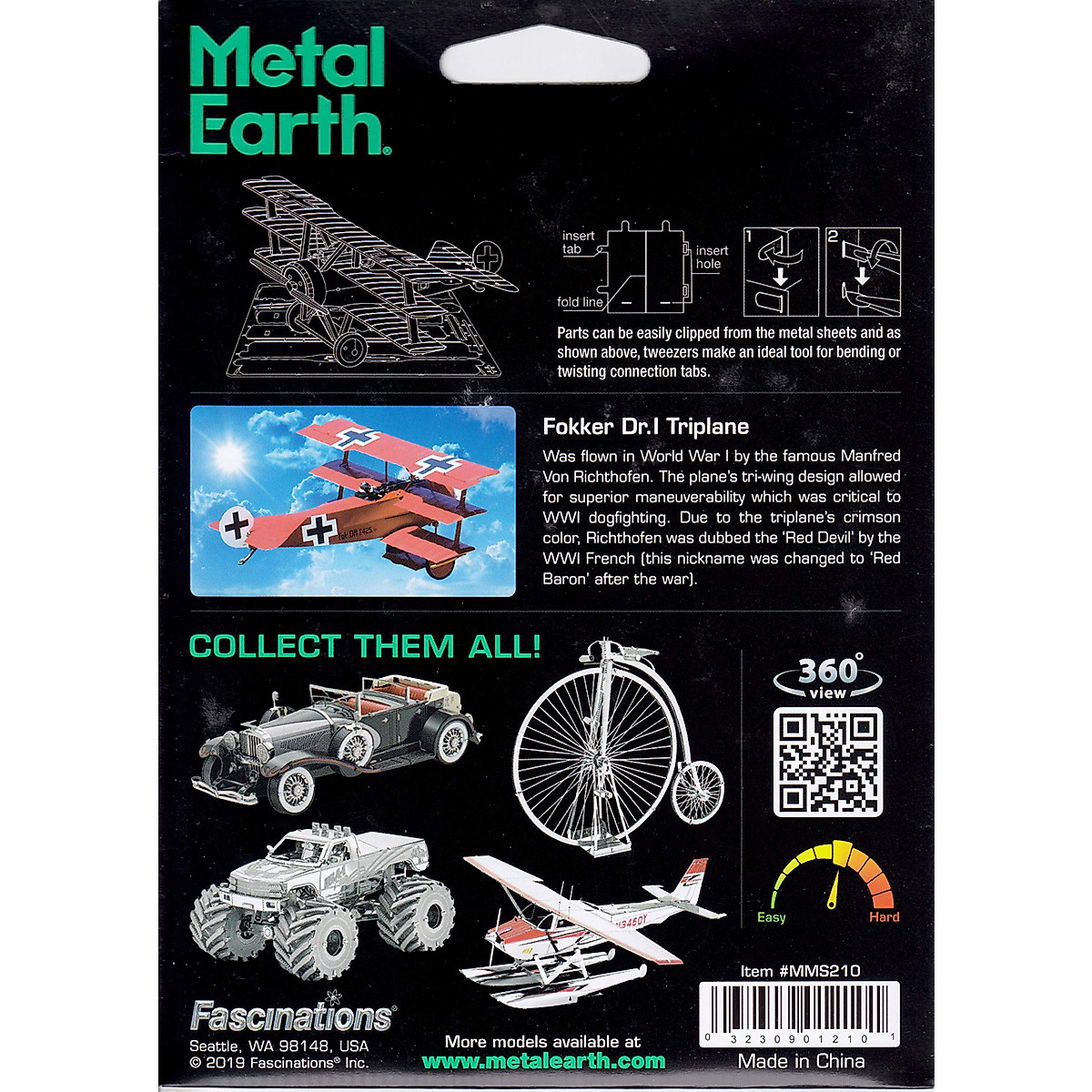 Metal Earth Fokker Dr. I Triplane 3D Metal Model Kit Fascinations