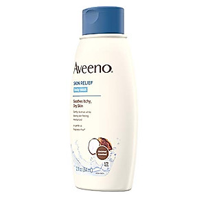 Aveeno Skin Relief Body Wash with Coconut Scent & Soothing Oat, Gentle Soap-Free Body Cleanser for Dry, Itchy & Sensitive Skin, Dye-Free & Allergy-Tested, 12 fl. oz