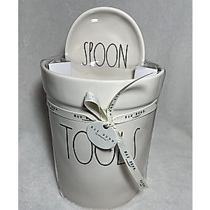 Rae Dunn TOOLS Utensil Holder With SPOON Rest Set Ceramic Very Rare