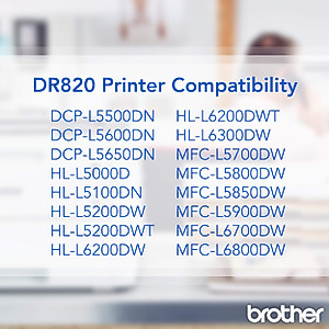 Brother Genuine-Drum Unit, DR820, Seamless Integration, Yields Up to 30,000 Pages, Black