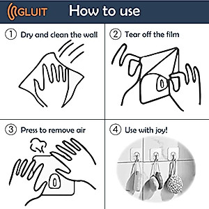 GLUIT Adhesive Hooks Medium 12 Pack and Large 6 Pack for Hanging Heavy Duty Wall Hooks 22 lbs Self Adhesive Towel Hook Waterproof Transparent Hooks for Keys Bathroom Shower Outdoor Kitchen