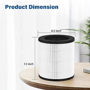 M02 Replacement Filter Compatible with MOOKA M02 Air Purifier, H13 True HEPA Filter and High-Efficiency Activated Carbon, 360° 3-Stage Filtration, 2 Pack