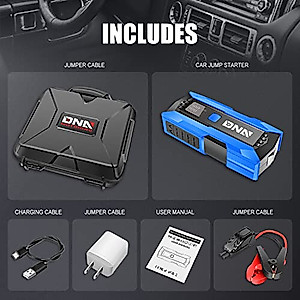 DNA MOTORING 12V 2000A Peak Multi-Function Portable Car Battery Jump Starter for Up to 8.0L Gas / 6.3L Diesel Engine, with Carry Case,Blue/Black, TOOLS-00277