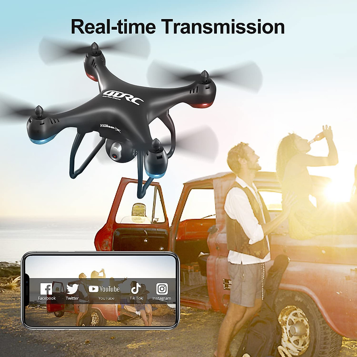 4DRC F1 GPS 4K Drone with Camera for Adults, FPV 5G WiFi FPV RC Quadcopter Beginners,with Auto Return Home, Altitude Hold and GPS Follow Me, Waypoint Fly,2 Batteries, 30 Mins Long Flight,Black