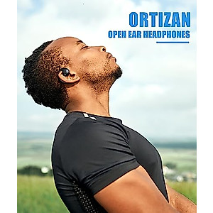 Ortizan Open Ear Headphones-Wireless Earbuds with Earhooks Bluetooth 5.3 and IP67 Sweatproof- Air Conduction Headphones with Dual 16mm Dynamic Drivers HiFi Stereo Sound for Sports(I9,Black)