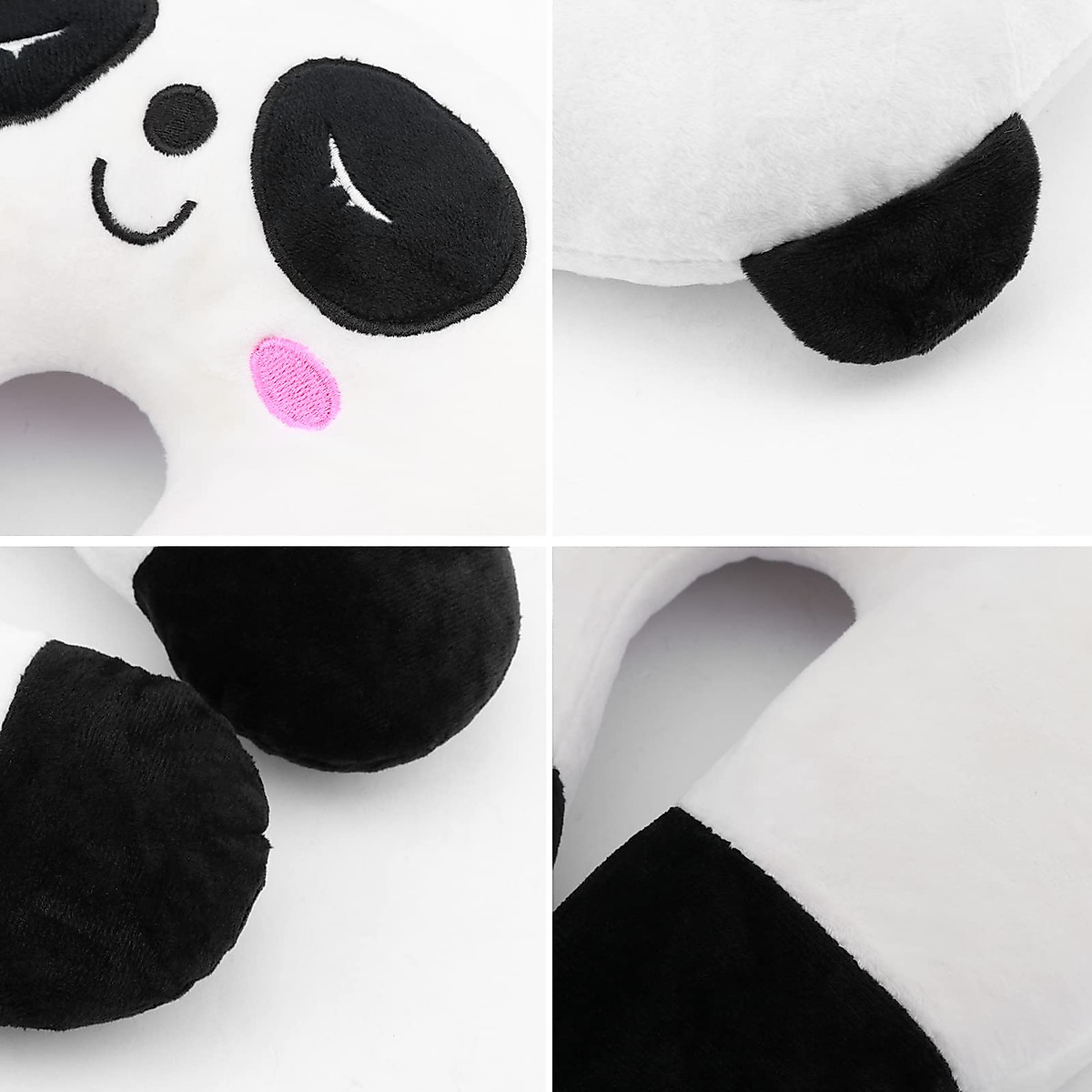 JIANWEI Travel Pillow, Portable and Comfortable Neck Support Pillow with an Eye Mas-k, Rest Neck Support Cushion with Animal Pattern Super Travel Partner(Panda,)