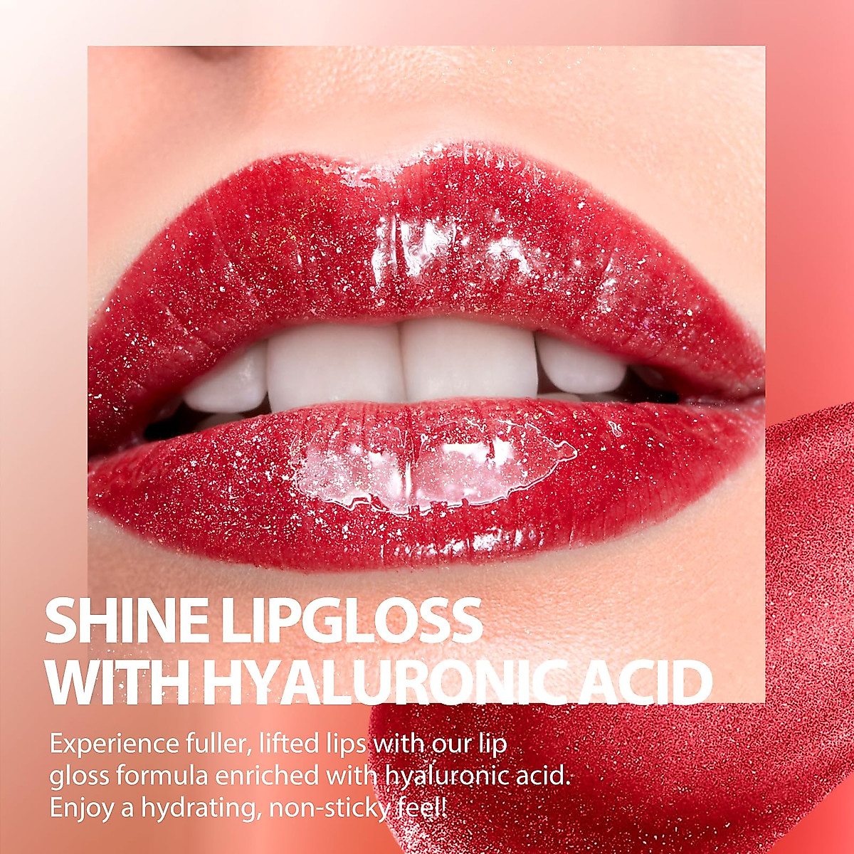 LANGMANNI Hyaluronic Acid Lip Gloss Set(3Pcs),Shimmer & Long Lasting Smooth Texture Gloss For Lips Plumping,Moisturizing And Brightening. 0.1oz/pc (#1+#2+#3)