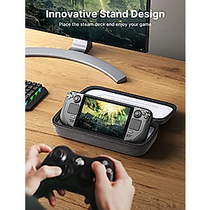 JSAUX Carrying Case Compatible with Steam Deck, Protective Hard Shell Carry Case Built-in Charger & Docking Station Storage(Upgrade), Portable Travel Case for Steam Deck Console & Accessories - BG0106