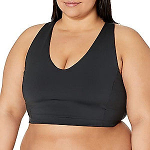 Amazon Essentials Women's Active Sculpt V-Neck Medium Support Sports Bra - Discontinued Colors, Black, 6X
