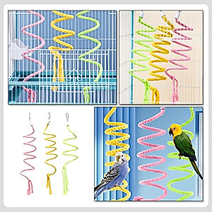 POPETPOP 3pcs Bird Rope Perch Spiral Parrots Climbing Rope Bird Swing Toy Standing Toys Bird Cage Accessories