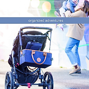 Baby Diaper Caddy Organizer Tote with Portable Baby Changing Pad Bag and Mini Elephant Hand Sanitizer Holder Perfect for Nursery Changing Table Baby Shower or Moving Room to Room (Large, Baby Blue)