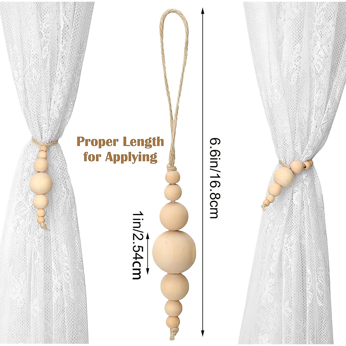 Soaoo 36 Pcs Christmas Jute Rope Tassels with 7 Wood Beads Jute Tassels for Crafts Boho Natural Wooden Bead Hanging Ornaments Decorations Christmas Tree DIY Farmhouse Rustic Minimalist Country Neutral