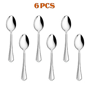 Dinner Spoons Set of 12, E-far 7.9 Inch Stainless Steel Soup Spoons Tablespoons for Home, Kitchen or Restaurant, Non-toxic & Mirror Polished, Scalloped Edge & Dishwasher Safe