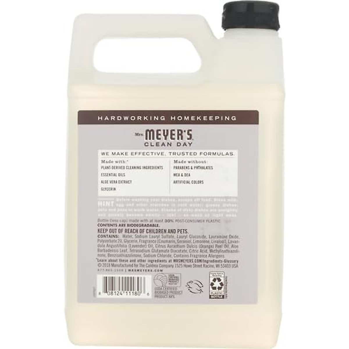 MRS. MEYER'S CLEAN DAY Liquid Dish Soap Refill, Biodegradable Formula, Lavender, 48 fl. oz