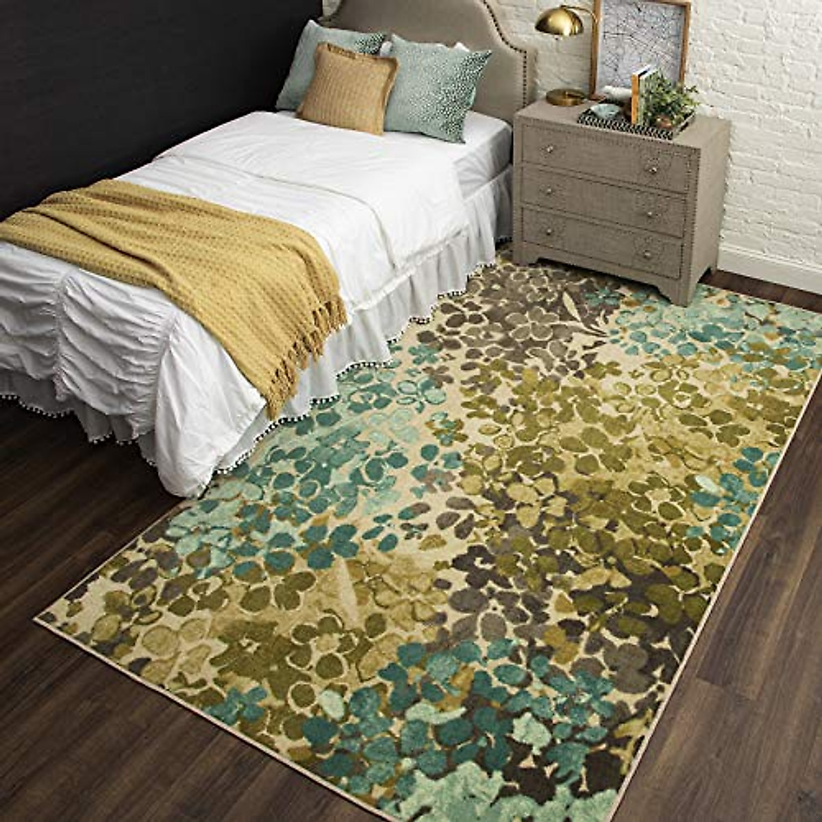 Mohawk Home Aurora Radiance Aqua Abstract Floral Area Rug, 5'x8', Blue/Green