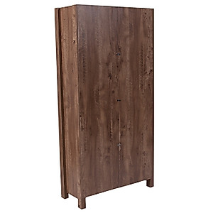 Flash Furniture New Lancaster Collection 59.5"H 6 Cube Storage Organizer Bookcase with Metal Cabinet Doors in Crosscut Oak Wood Grain Finish