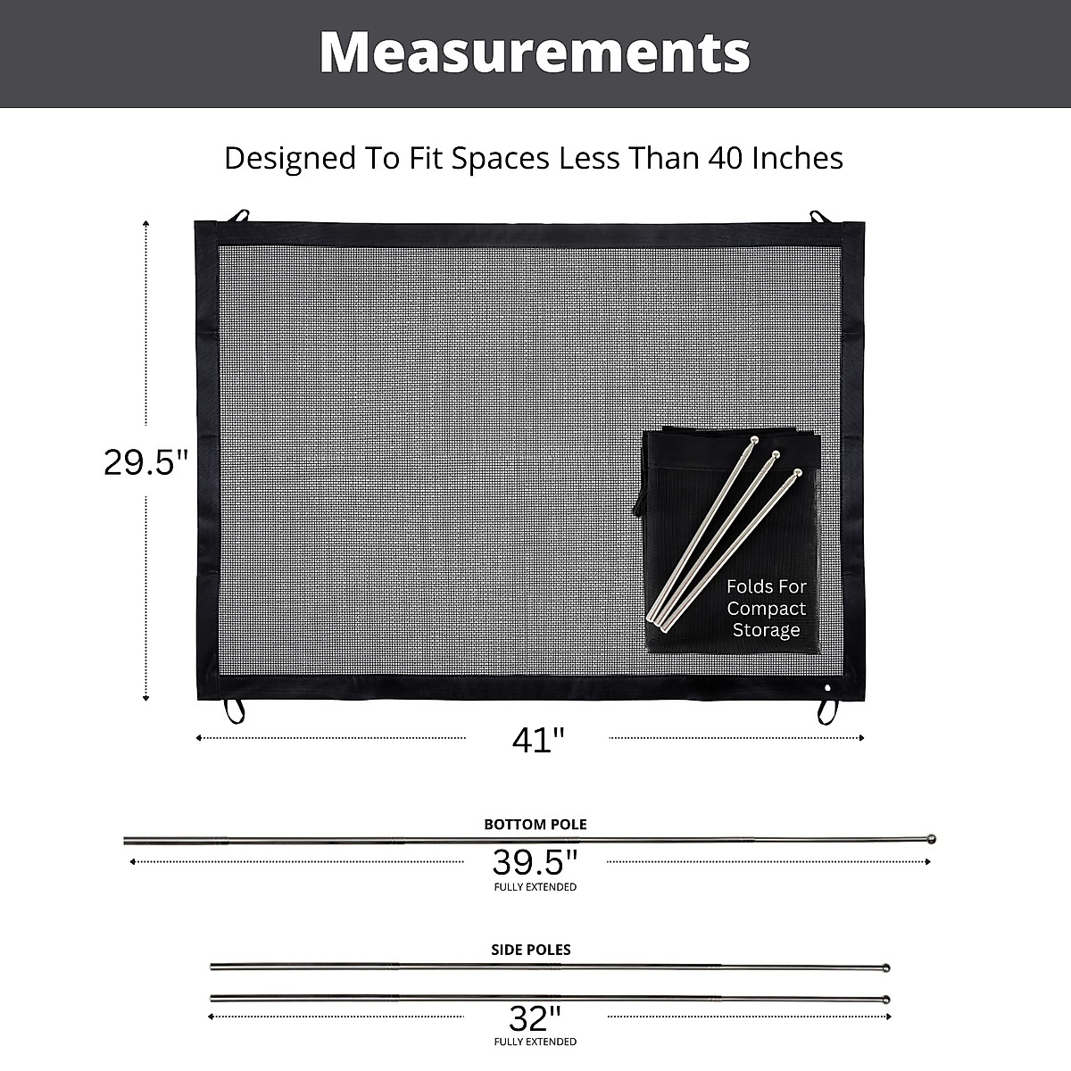 Dog Gates for The House,JG Baby Retractable Mesh Dog Gate,for No Drilling Portable Folding Child's Baby Gates Install Anywhere 3 Poles Avoid Pets from Passing Underneath 30'' X 39'', 3 Poles 8 Hooks
