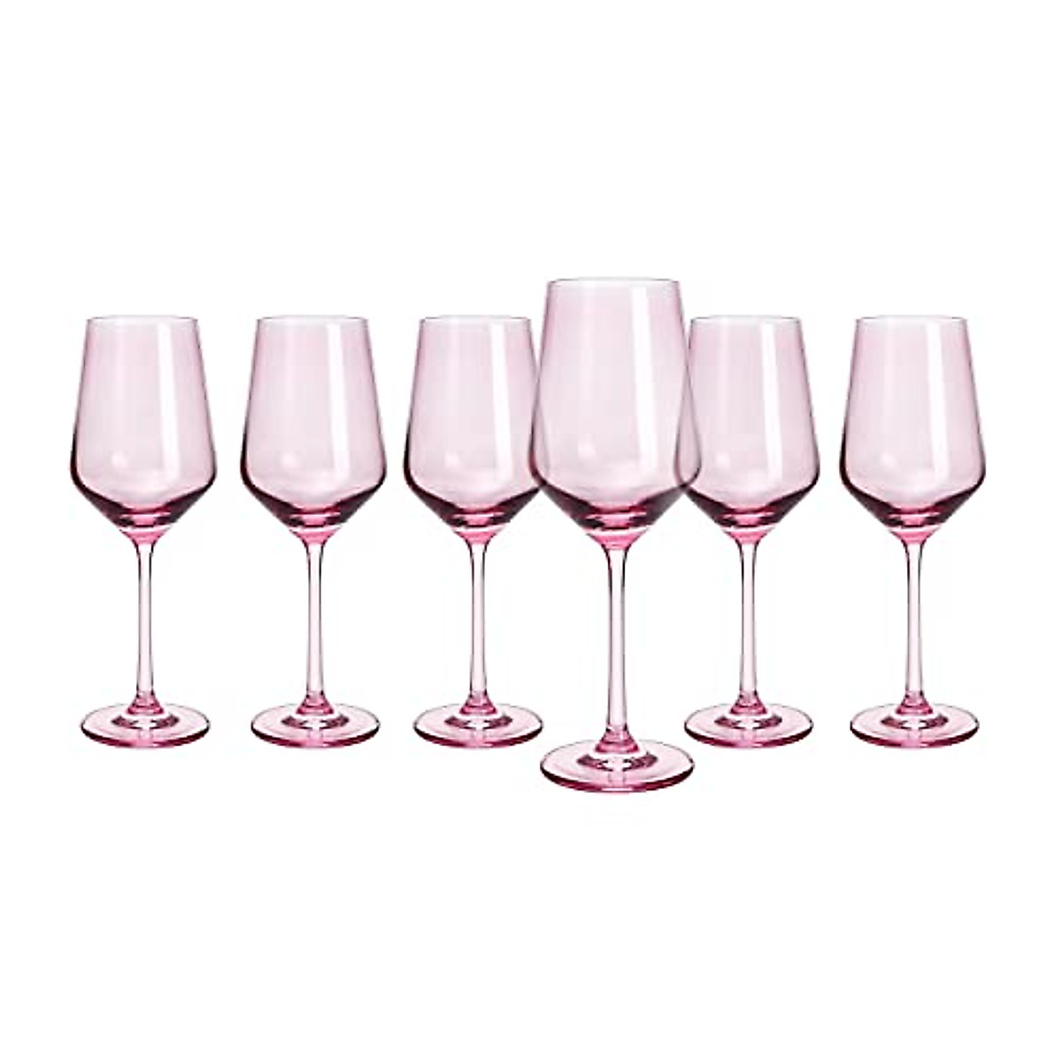 Pink Colored Wine Glass Set, 14 oz Glasses Set of 6, Birthday Gift, Wife, Girlfriend, Mom, Blush Colored Tall Stemmed, Water Glass, Color Tumbler, Pretty Viral Beautiful Glassware - Blushed Pink